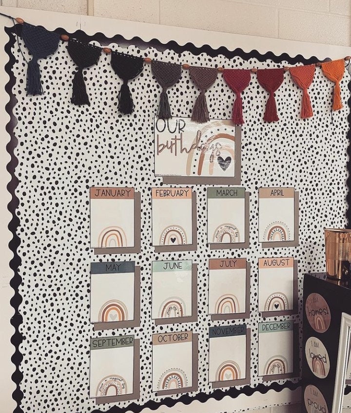 BOHO RAINBOW Birthday Chart Editable Neutral Rainbow - Etsy