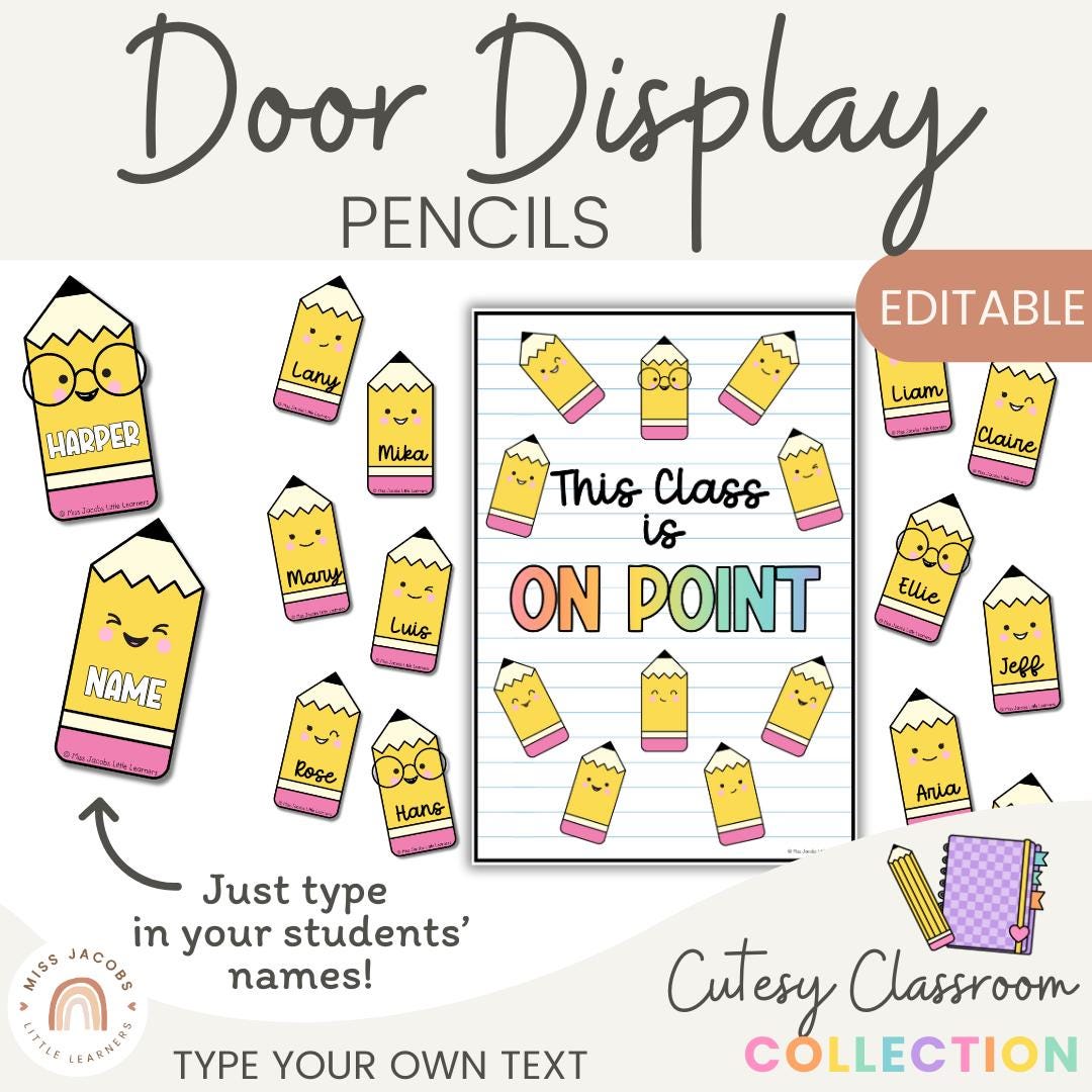 Pencils Door Display Cutesy Classroom Decor, Back to School Theme ...