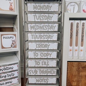 10 Drawer Cart Labels | AUSTRALIANA Teacher Trolley Labels | Editable ...