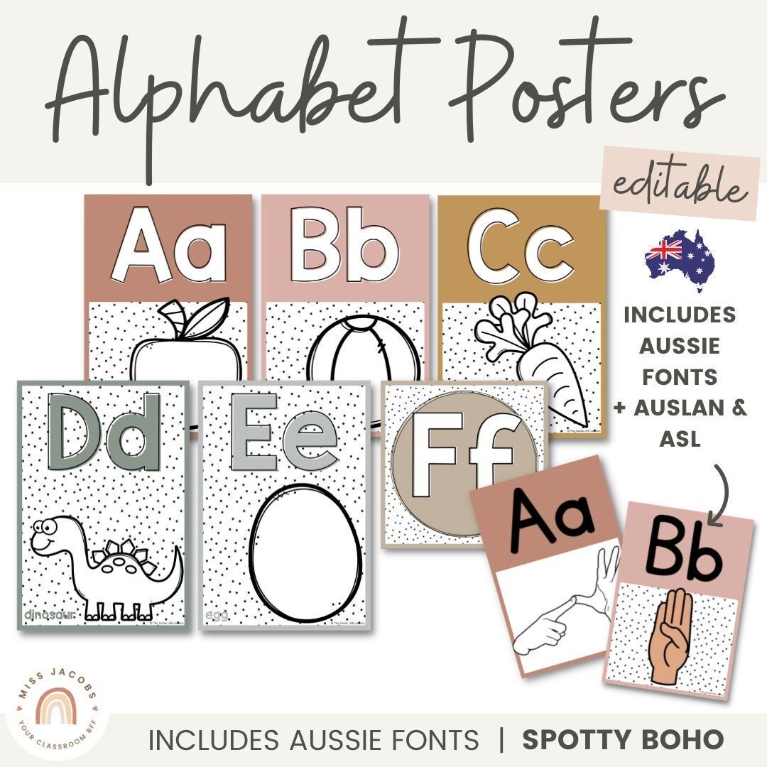 Alphabet Posters | SPOTTY BOHO Classroom Decor | Editable - Etsy