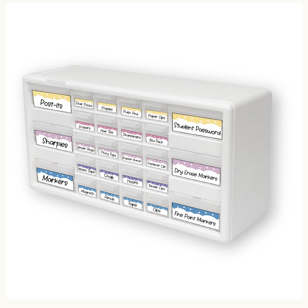 Teacher Toolbox Labels: Dreamy Space Drawer Organizer for Classroom ...