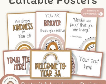 Boho Rainbow Color Posters | Neutral Rainbow Classroom Decor | Digital ...