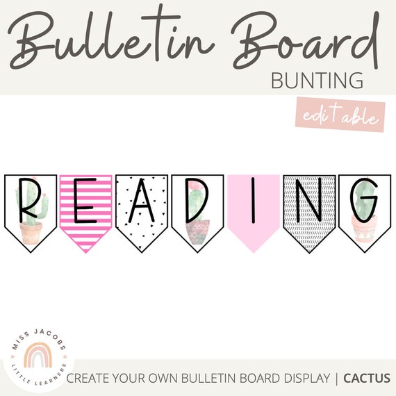 CACTUS Bunting & Bulletin Board Banners Editable Cactus | Etsy