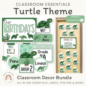 Sea Turtle Classroom Essentials Decor Bundle, Editable Teacher Must ...