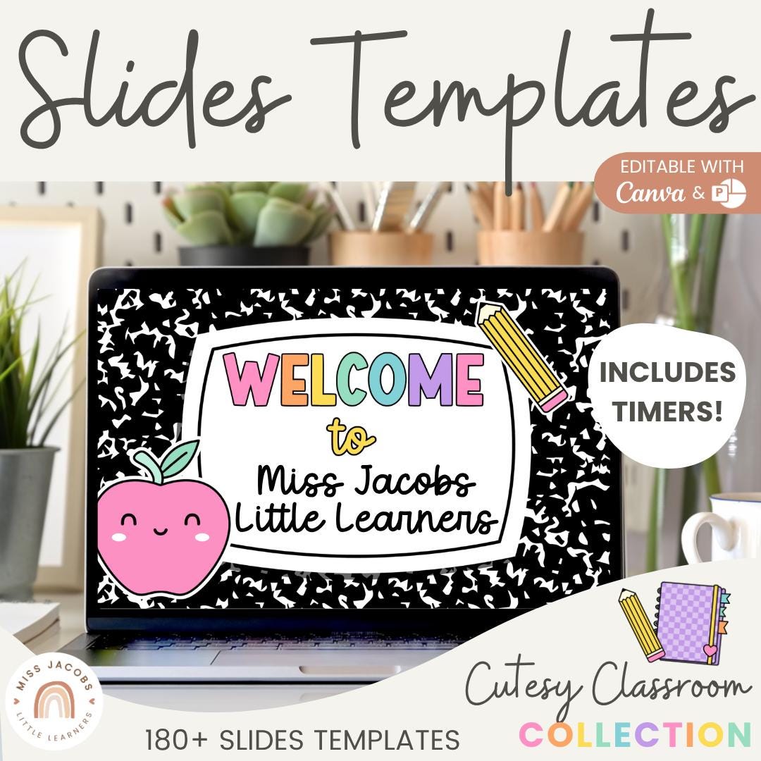 Cutesy Classroom Slides Templates Composition Book, Google Slides and ...