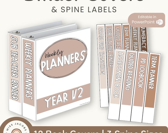 Binder Covers and Spines | OMBRE NEUTRALS | Editable - Etsy