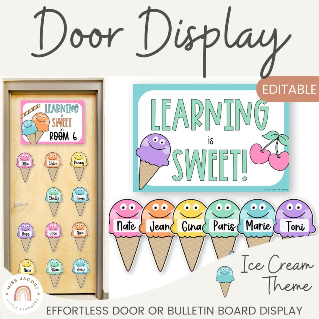 Ice Cream Door Display, Printable Door Sign for Classroom, Editable ...