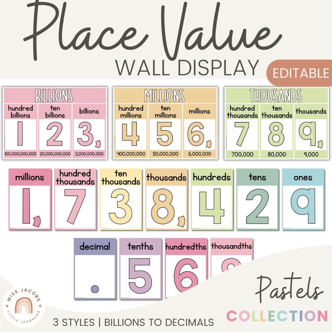 Place Value Display Posters | PASTELS - Etsy