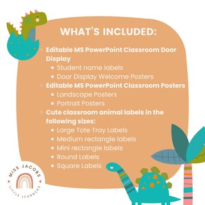 Cute Dinosaur Classroom Labels Bundle | Editable Student Name Tags ...