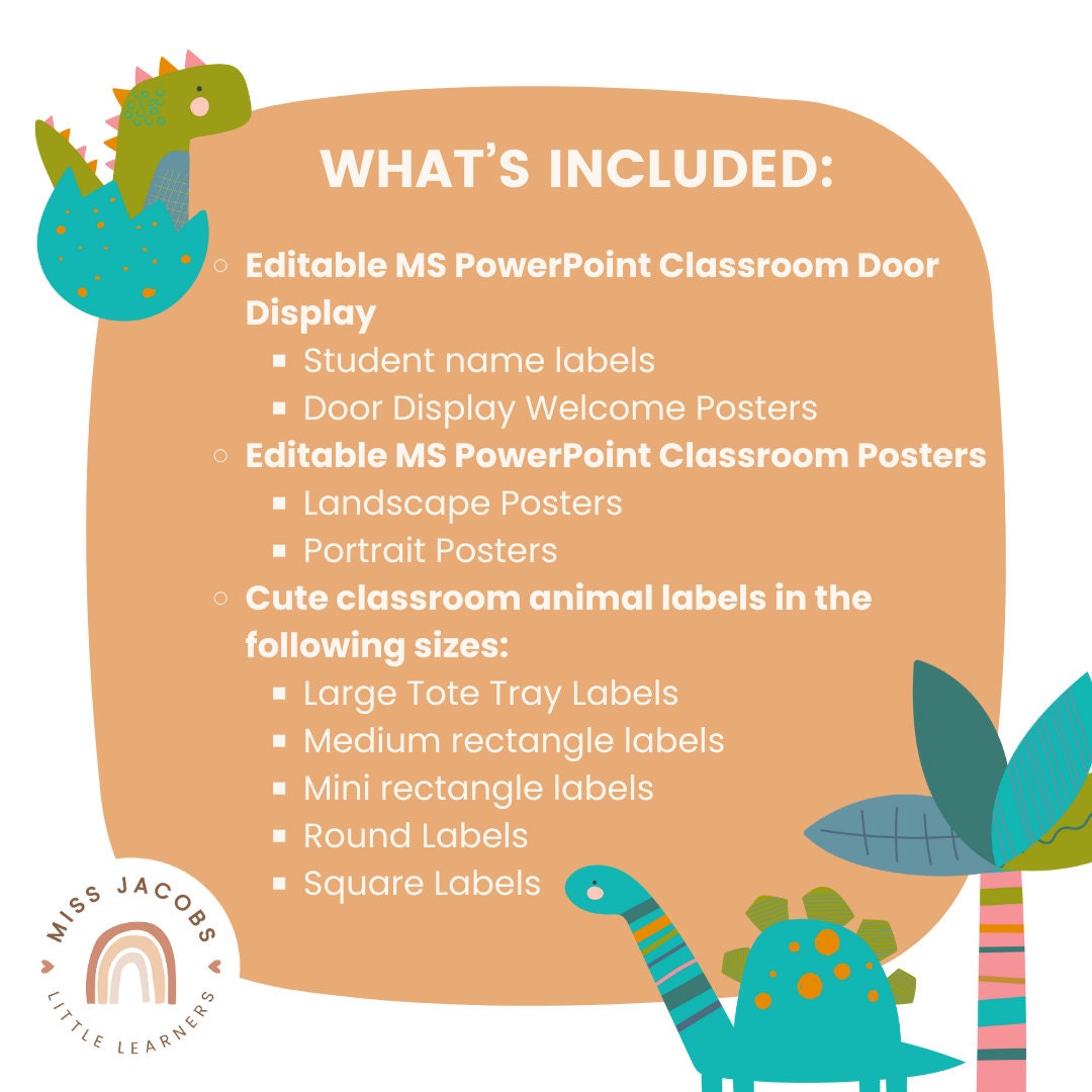 Cute Dinosaur Classroom Labels Bundle | Editable Student Name Tags ...