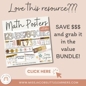 Place Value Posters Bulletin Board Display | Daisy Gingham Neutral Math ...