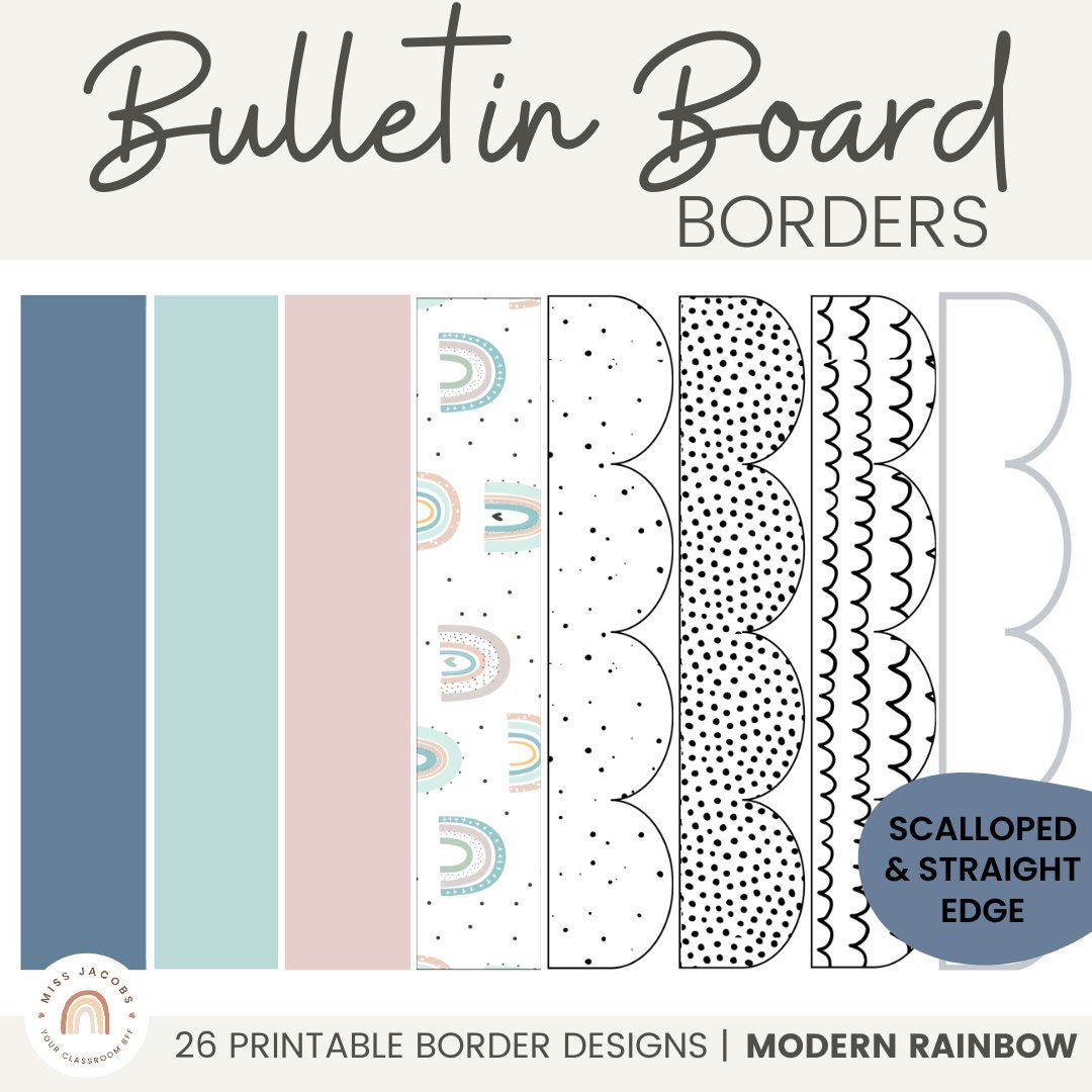 Bulletin Board Borders Modern Rainbow Classroom Decor - Etsy