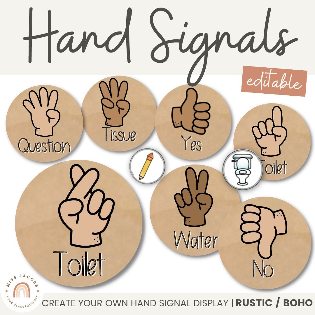 Modern Rustic Neutral Decor Hands Signal Posters | Editable - Etsy