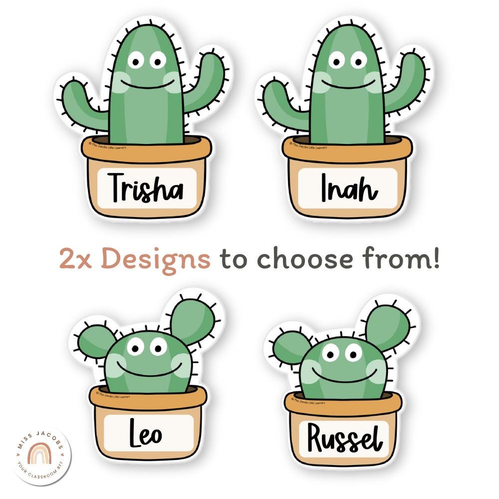 Succulent Cactus Door Display, Editable Welcome Sign and Name Tags ...