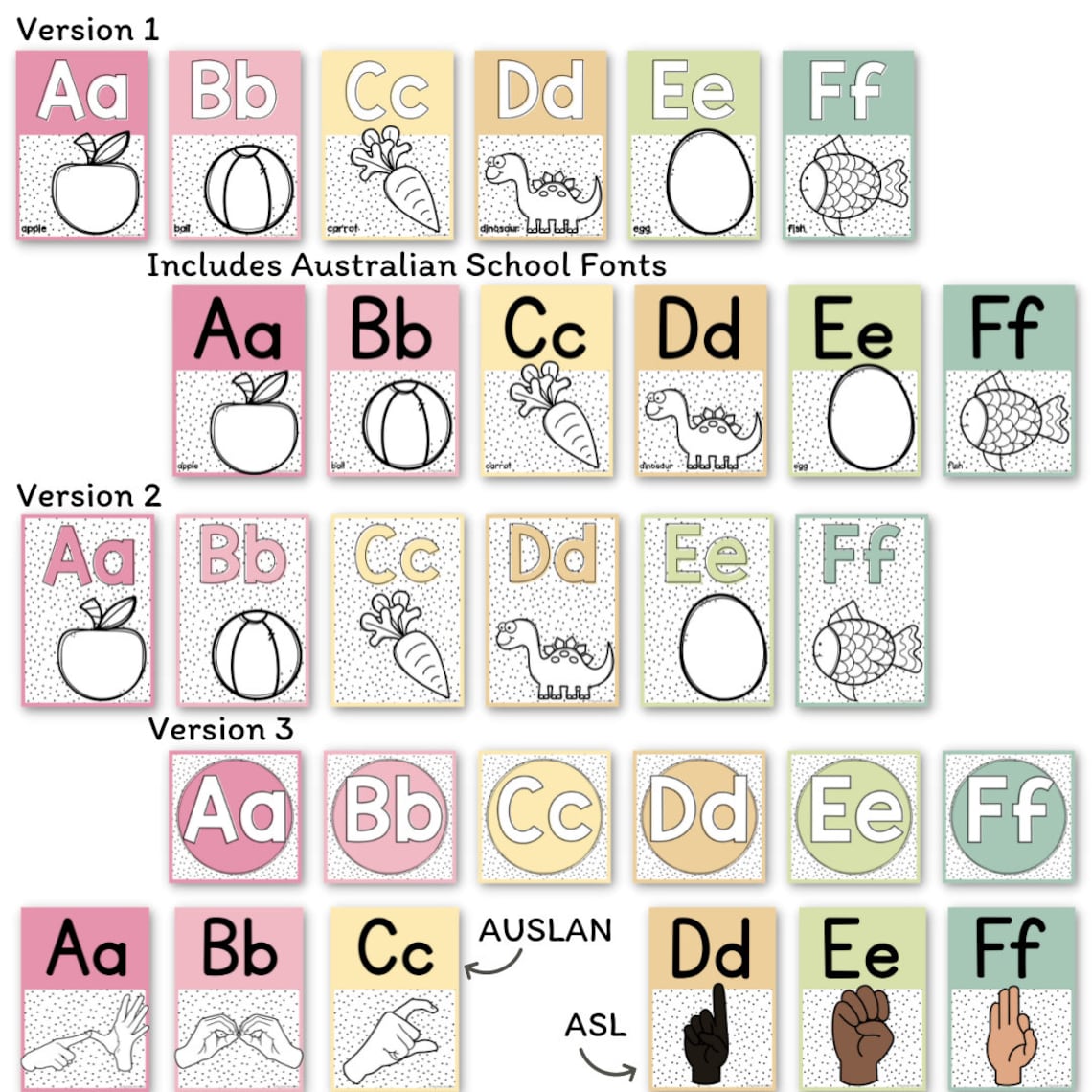 Alphabet Posters SPOTTY PASTELS Muted Rainbow Decor - Etsy
