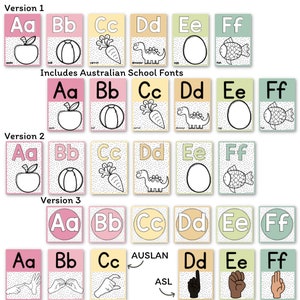 Alphabet Posters | SPOTTY PASTELS | Muted Rainbow Decor | Editable - Etsy