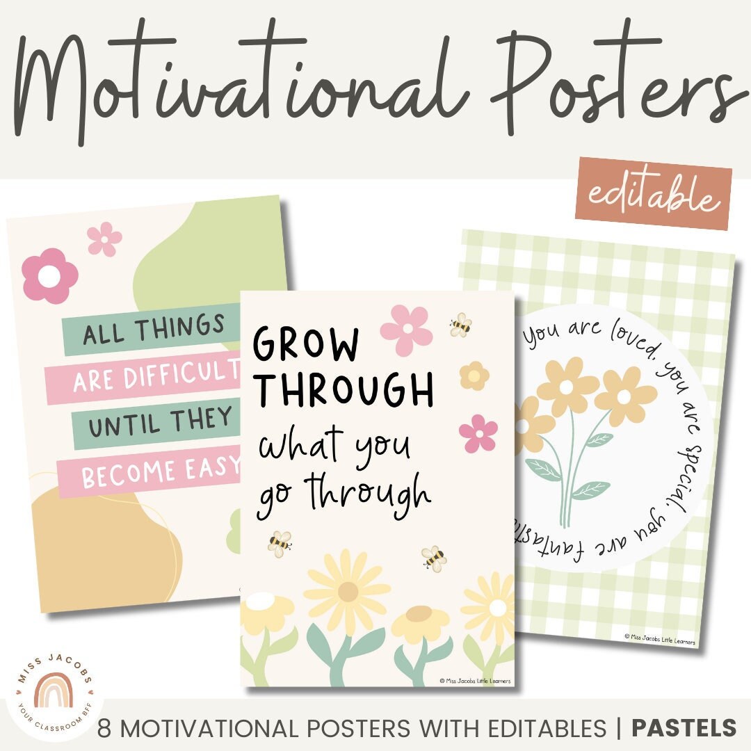 Motivational Classroom Posters Growth Mindset Bulletin Board Daisy ...