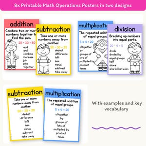 Math Operations Posters | RAINBOW BRIGHTS Classroom Decor - Etsy
