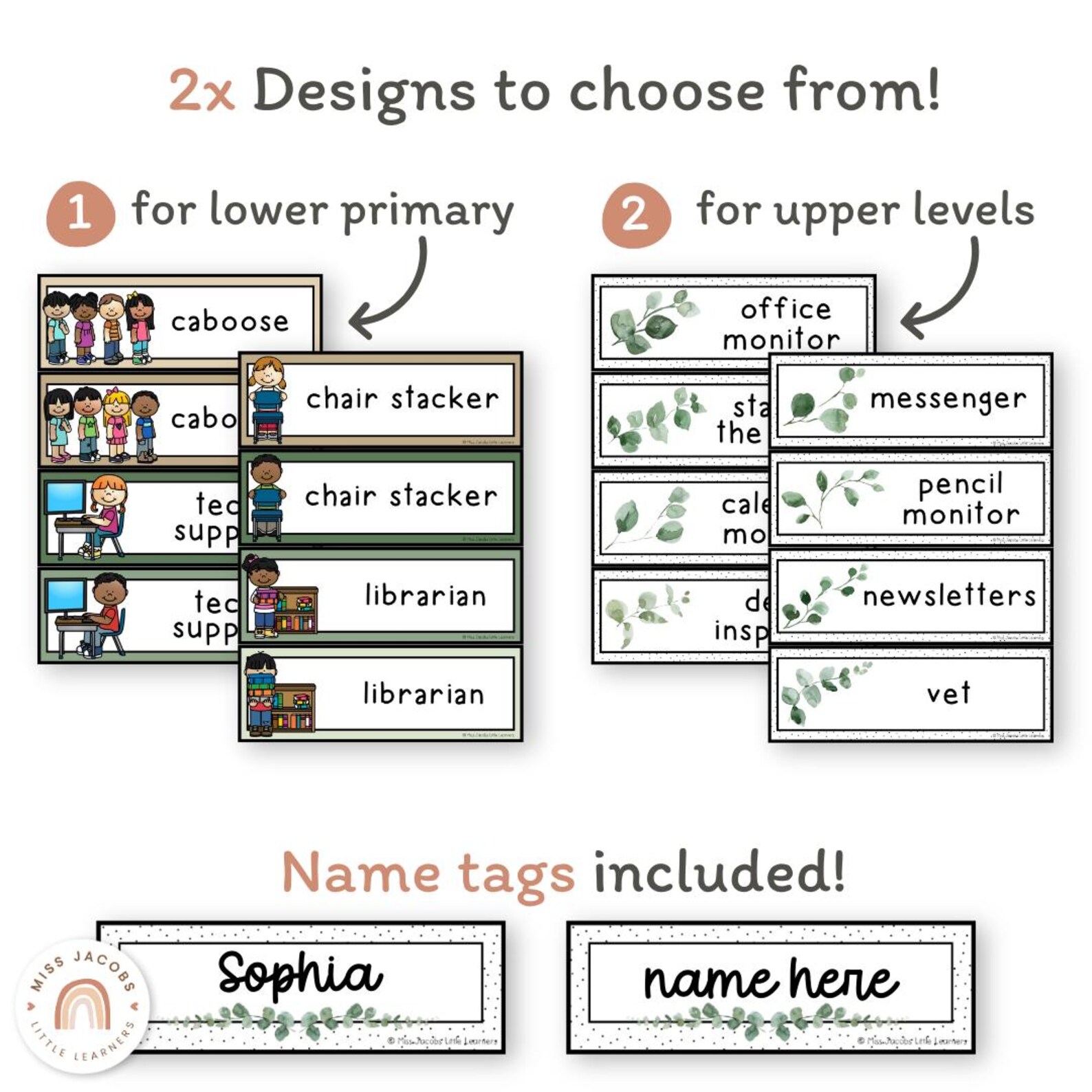 Classroom Job Chart Printable, Editable Nature-themed Job Card Display ...