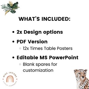 Earthy Times Table Chart 1-12, Modern Jungle Multiplication Table ...