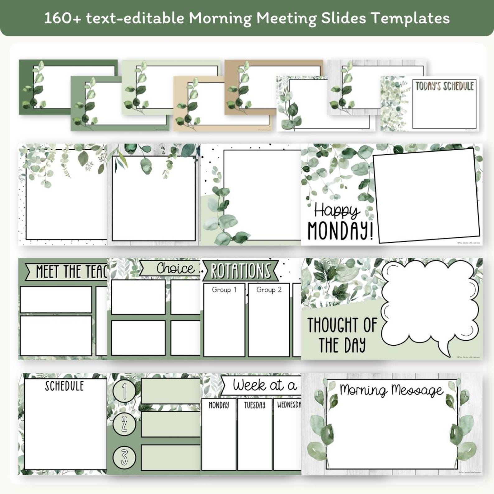 Botanical Google Slides & Powerpoint Templates, Daily Morning Agenda ...