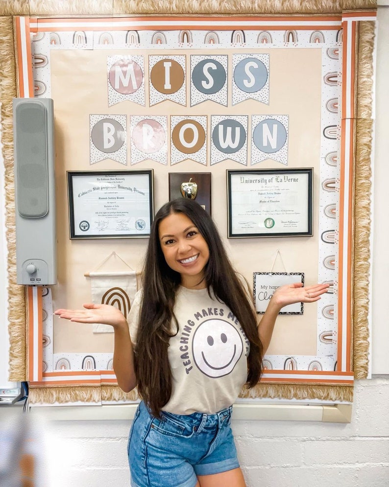 Bulletin Board Bunting SPOTTY BOHO Editable - Etsy