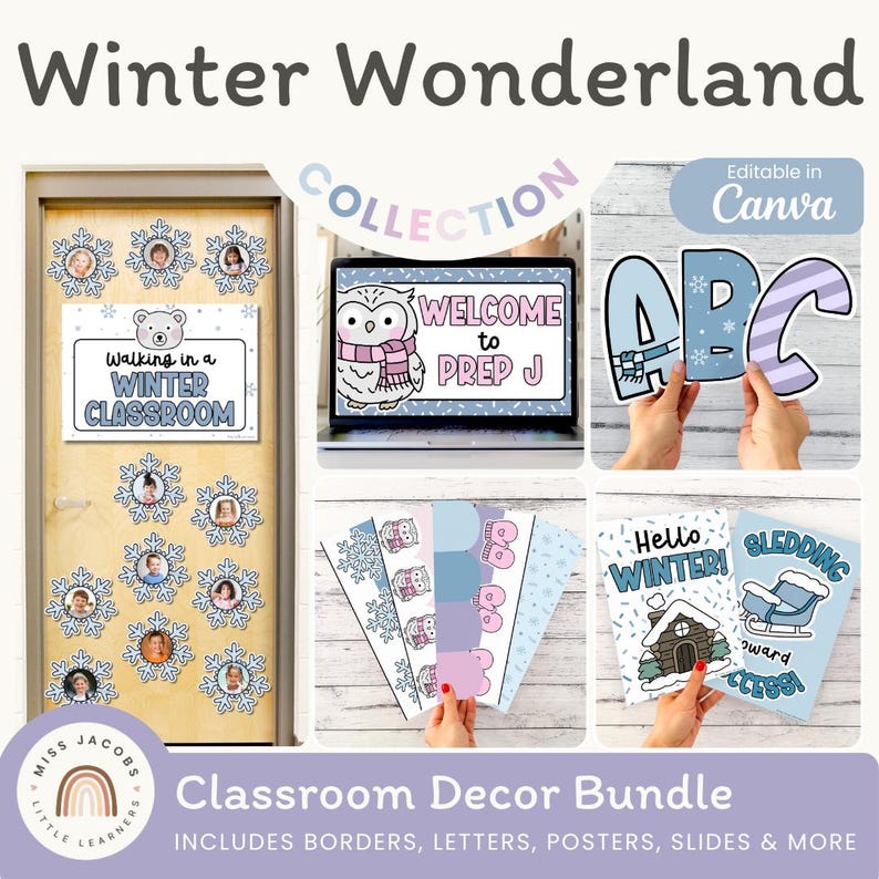 Winter Wonderland Bulletin Board Kit Decor Bundle, Crafts, Classroom ...