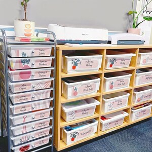 BOHO VIBES 10 Drawer Rolling Cart Labels | Editable | Desert Neutral ...