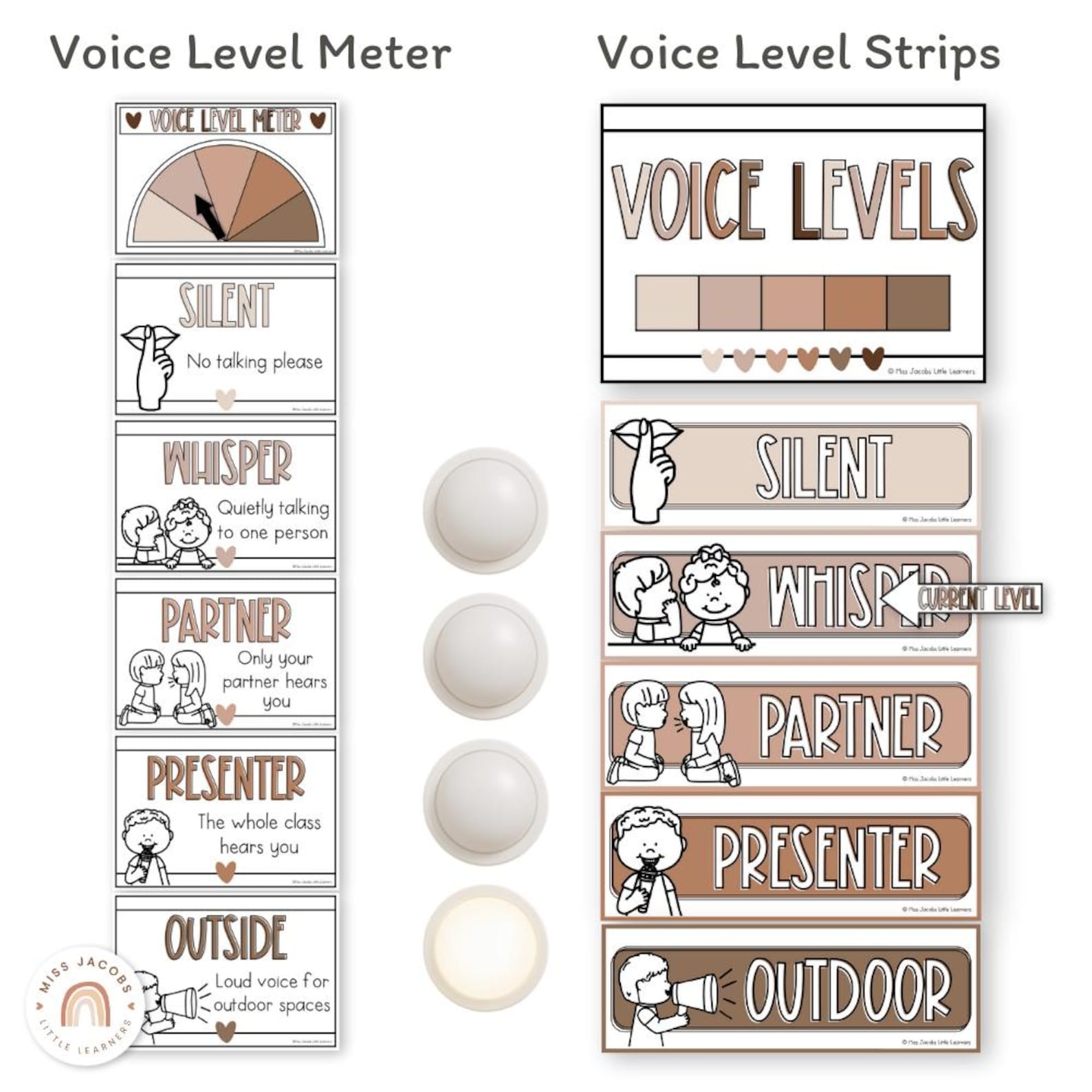 Voice Level Display | OMBRE NEUTRALS Classroom Decor - Etsy