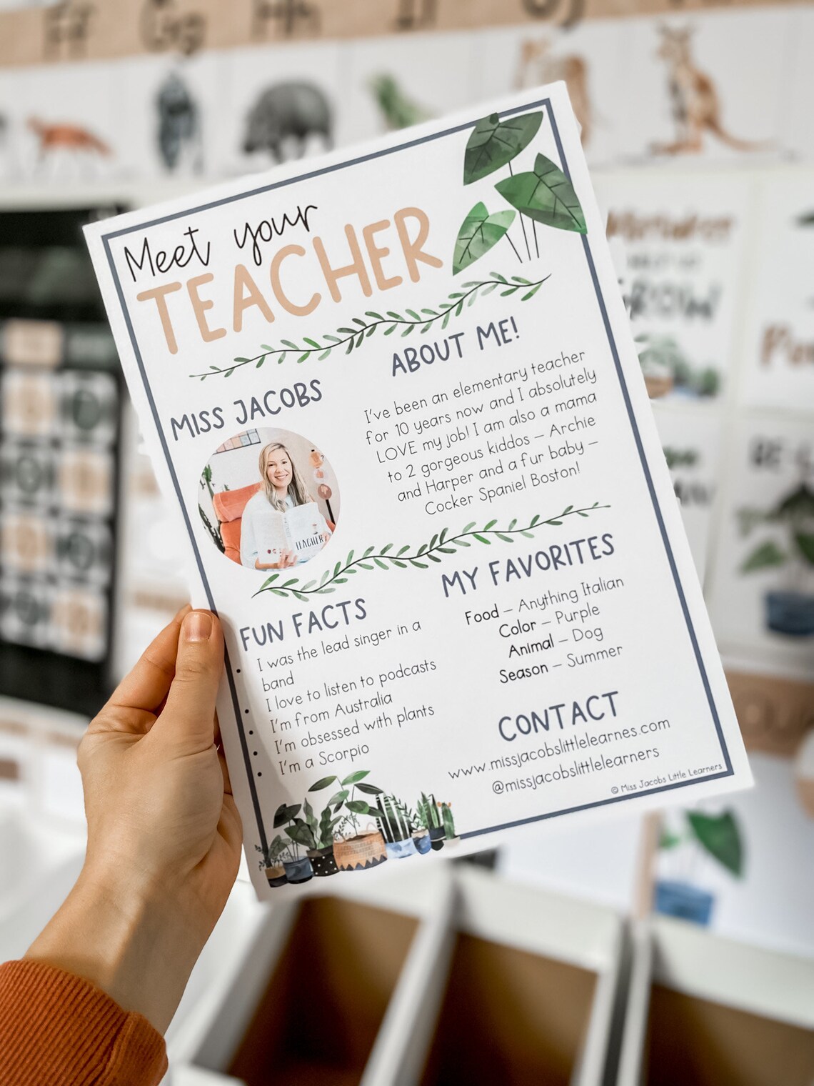 Meet the Teacher Templates Editable Modern Boho Plants Decor - Etsy