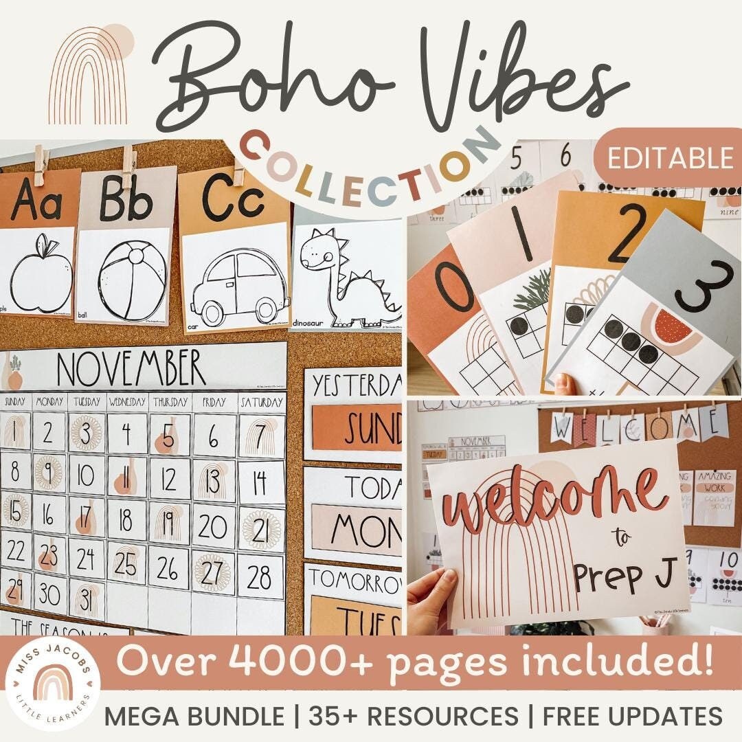 BOHO VIBES Classroom Decor Bundle | Desert Neutral Classroom Decor ...