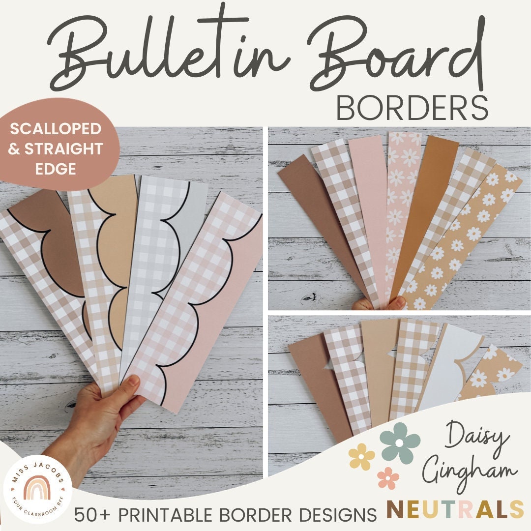 Bulletin Board Borders Daisy Gingham Classroom Decor Printable ...