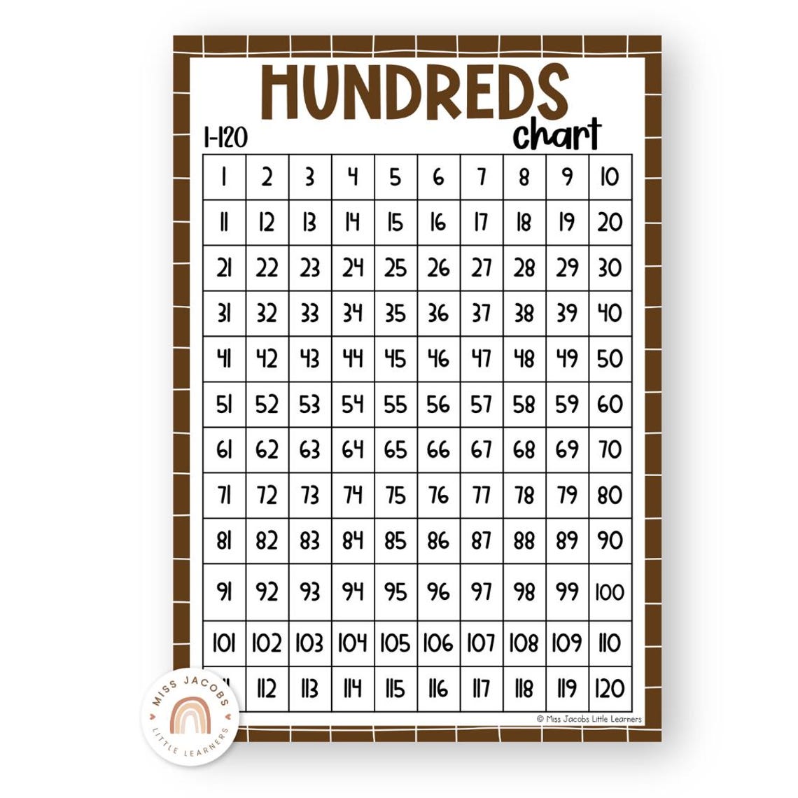 Hundreds Chart Printable, Woodland Theme 1–100 & 1–120 Neutral Math ...
