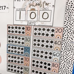 BOHO RAINBOW 100 Days of School Tally | Neutral Rainbow Classroom Decor ...
