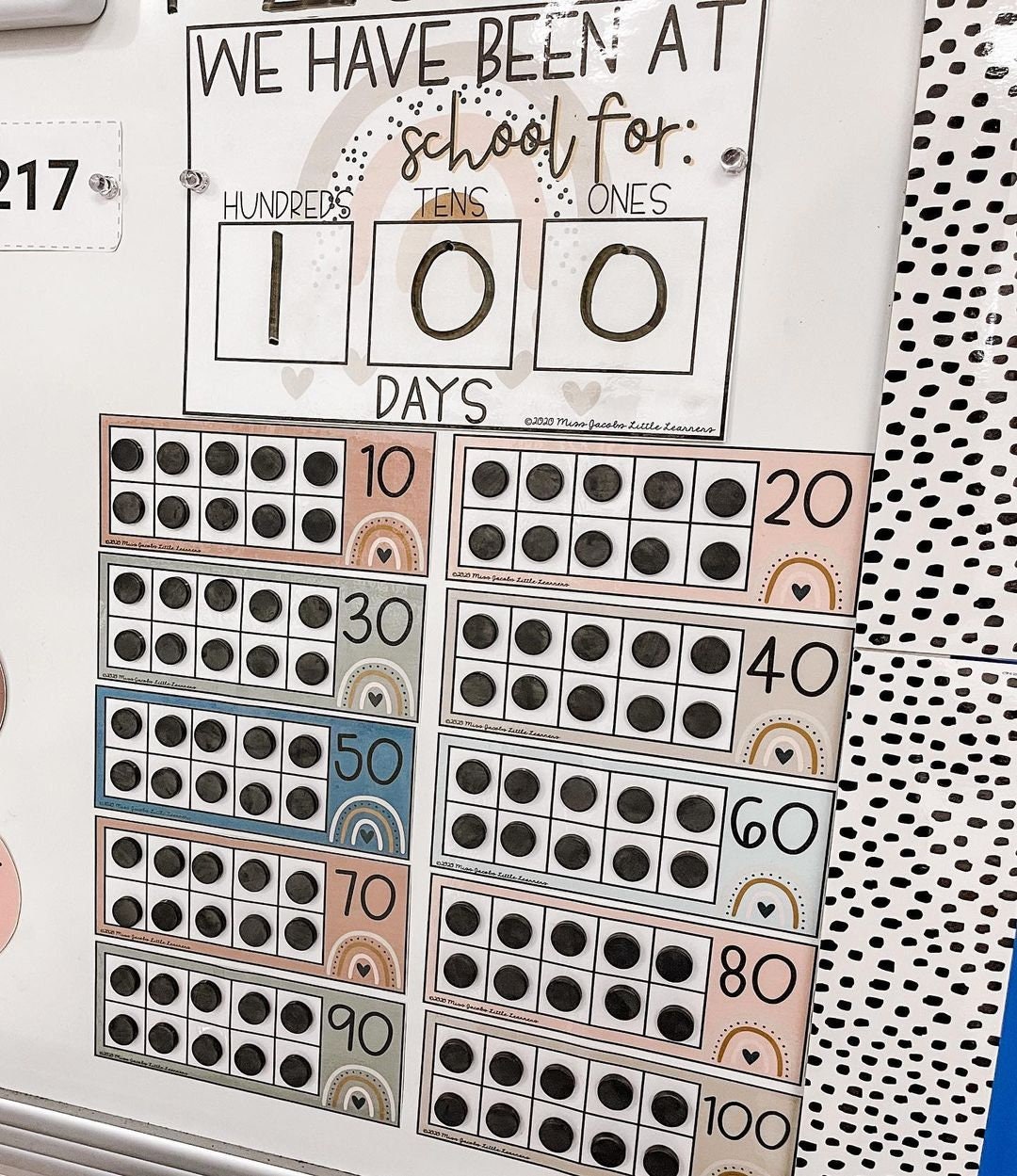 BOHO RAINBOW 100 Days of School Tally | Neutral Rainbow Classroom Decor ...