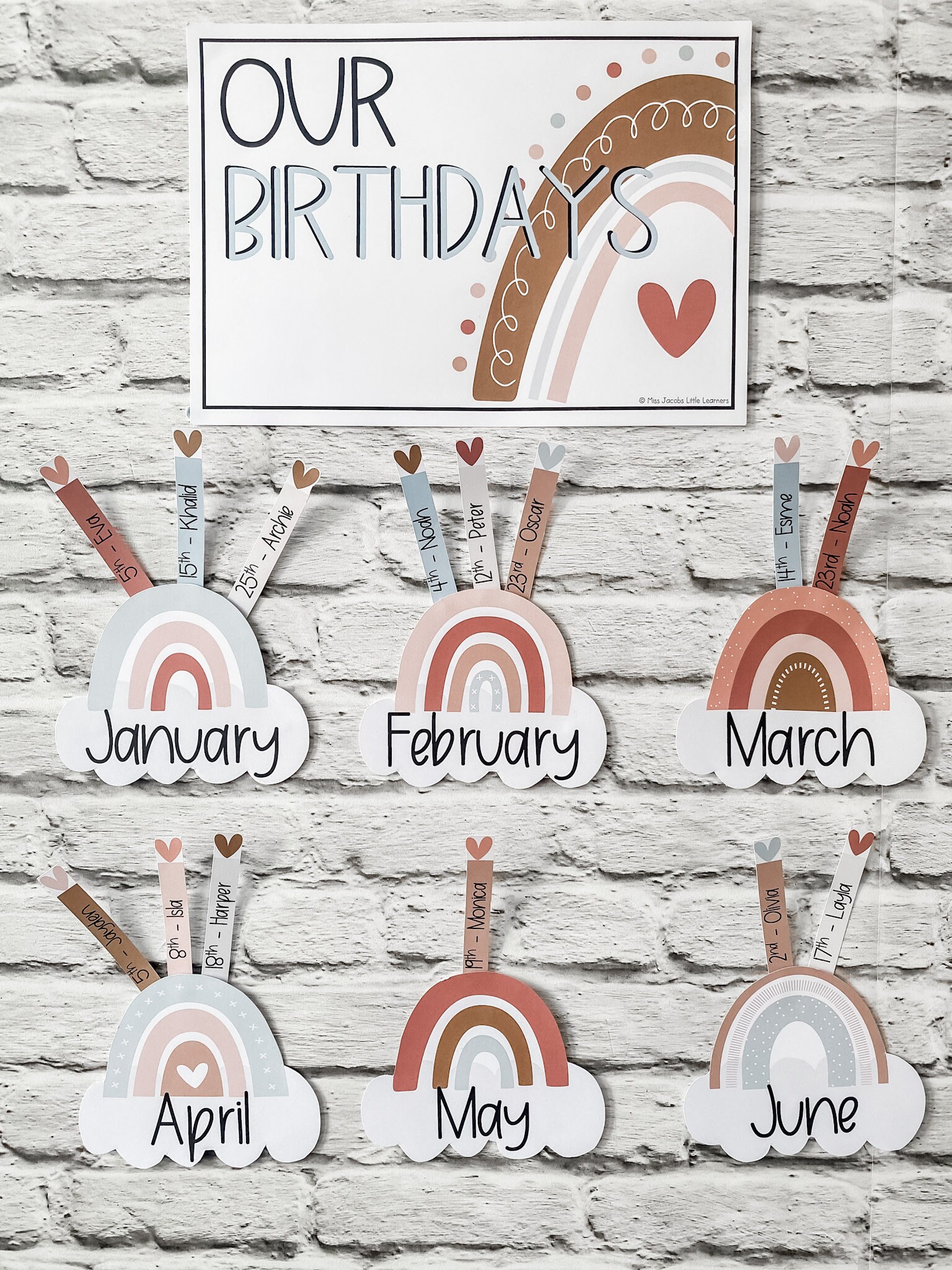 Earthy Boho Rainbow Birthday Display Editable Neutral - Etsy UK