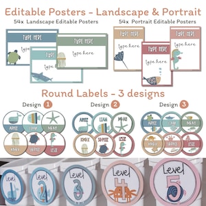Cute Sea Life Classroom Labels Bundle | Editable Student Name Tags ...