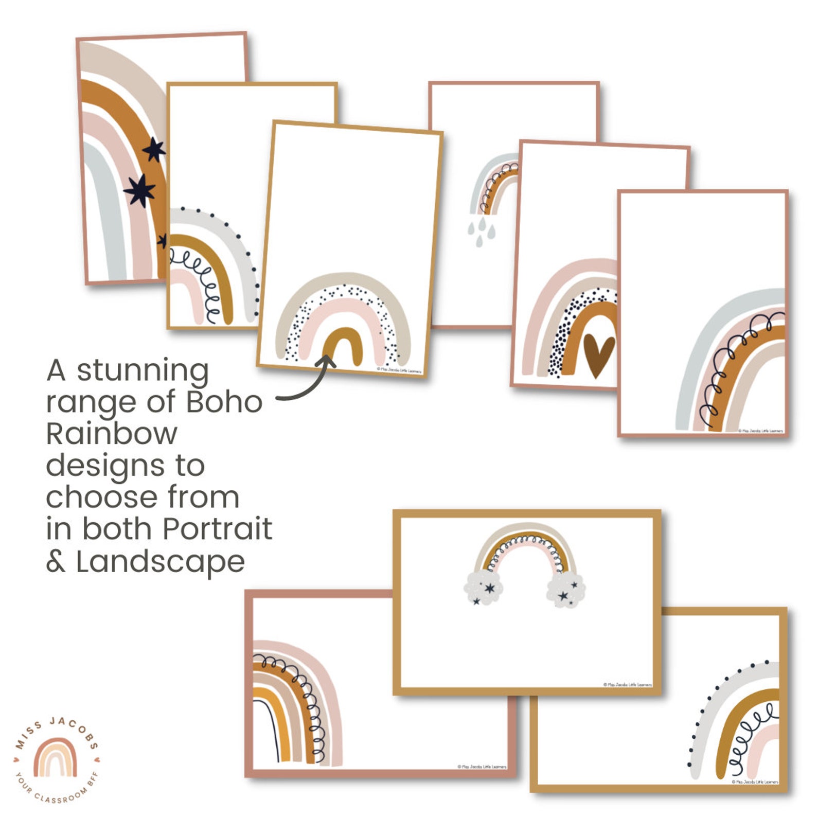 BOHO RAINBOW Editable Classroom Posters Neutral Rainbow - Etsy