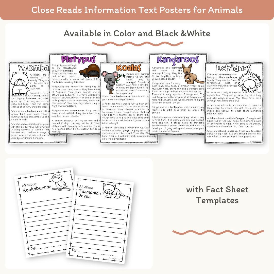 Australian Animals Thematic Unit: Living Things Science Inquiry & Non ...