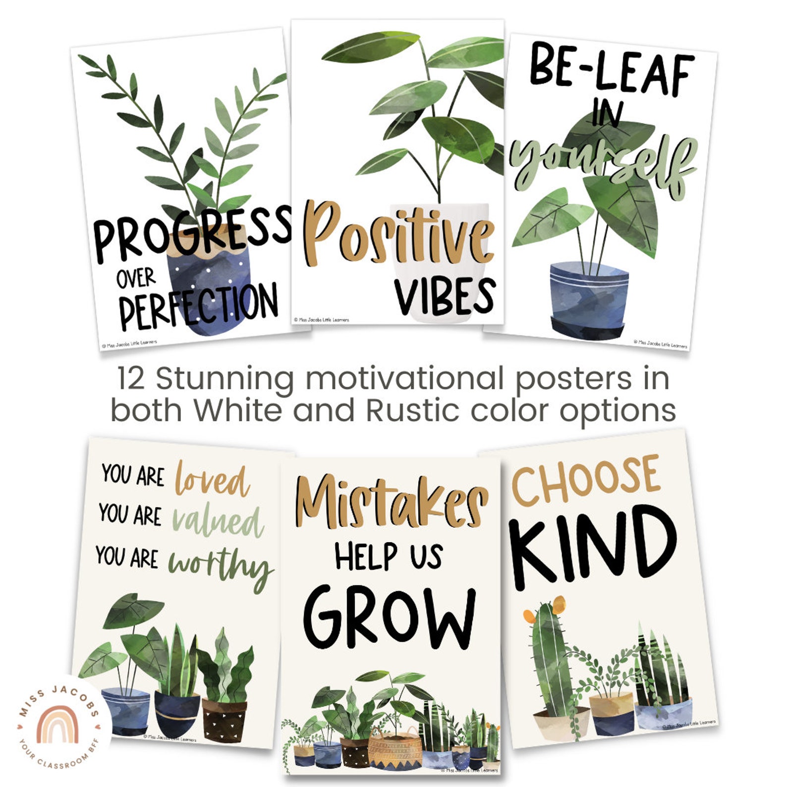 Modern Boho Plants Motivational Growth Mindset Classroom - Etsy