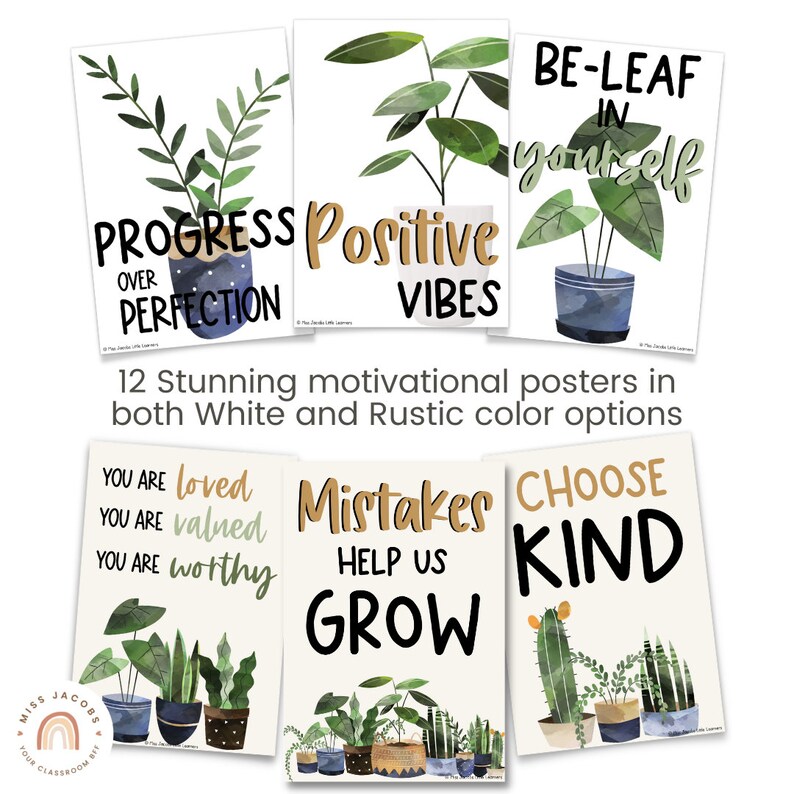 Modern Boho Plants Motivational Growth Mindset Classroom - Etsy