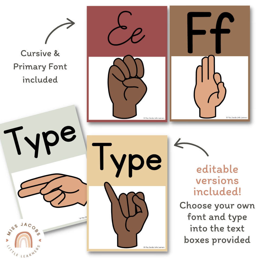 ASL Alphabet Poster, Printable American Sign Language Alphabet Posters ...