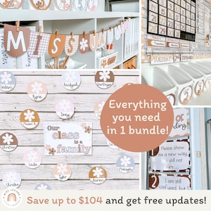 Daisy Gingham Classroom Decor Bundle | Editable - Etsy