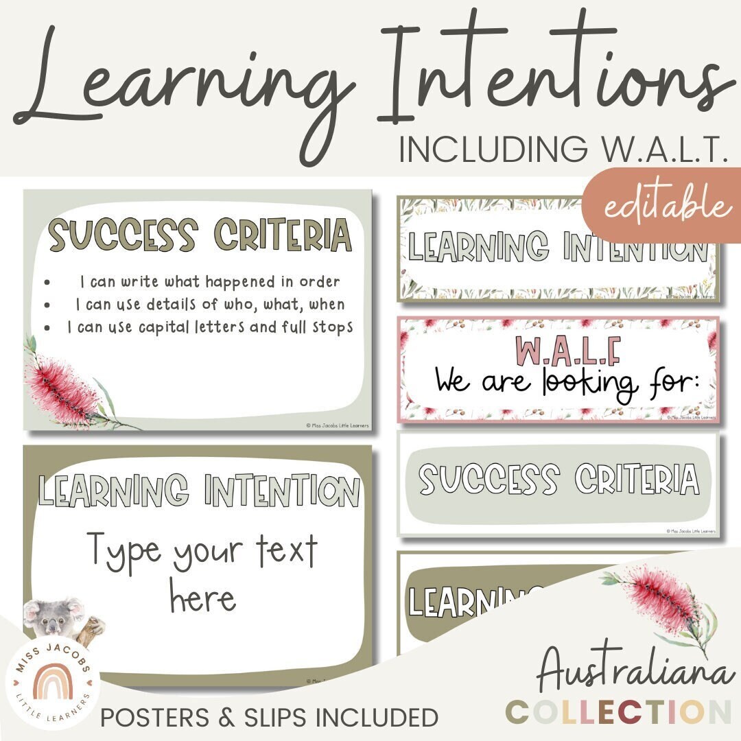 Learning Intentions & Success Criteria Posters | WALT and WALF ...