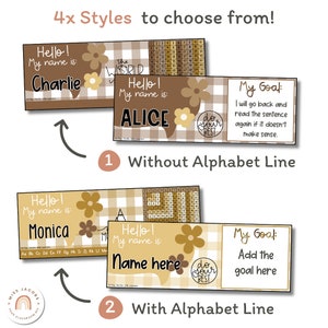 Student Name Tags and Goals Desk Plates | Alphabet and Number Line ...