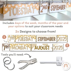 Flip Calendar | Interactive Date Display | Daisy Gingham Neutrals ...