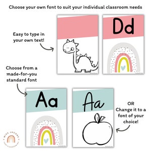 MODERN RAINBOW Alphabet Posters | Editable | Calm Colors Classroom ...