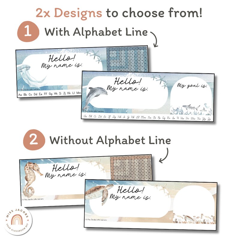 Student Name Tags & Goals Desk Plates | Modern Ocean Classroom Decor ...