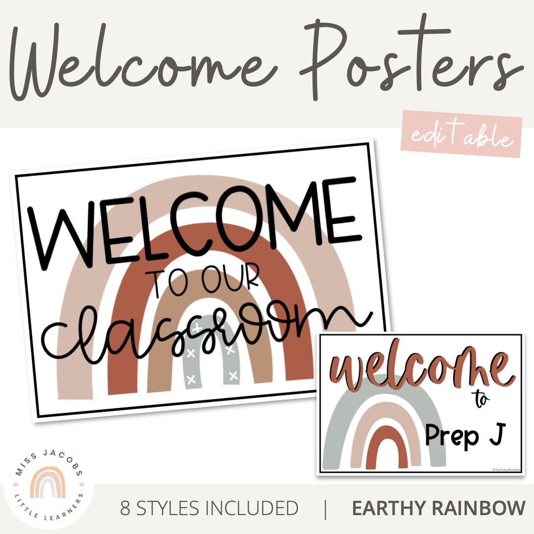 EARTHY RAINBOW Classroom Welcome Sign | Desert Neutral Classroom Decor ...