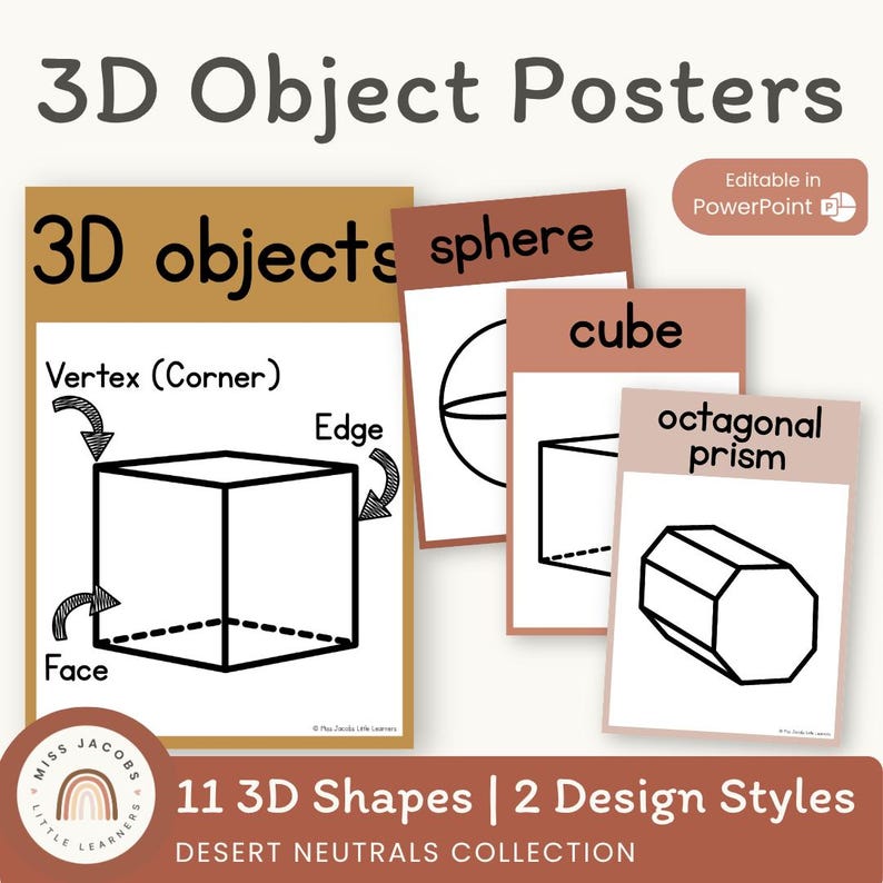 DESERT NEUTRAL 3D Shape / 3D Objects Posters | Boho Vibes Classroom ...